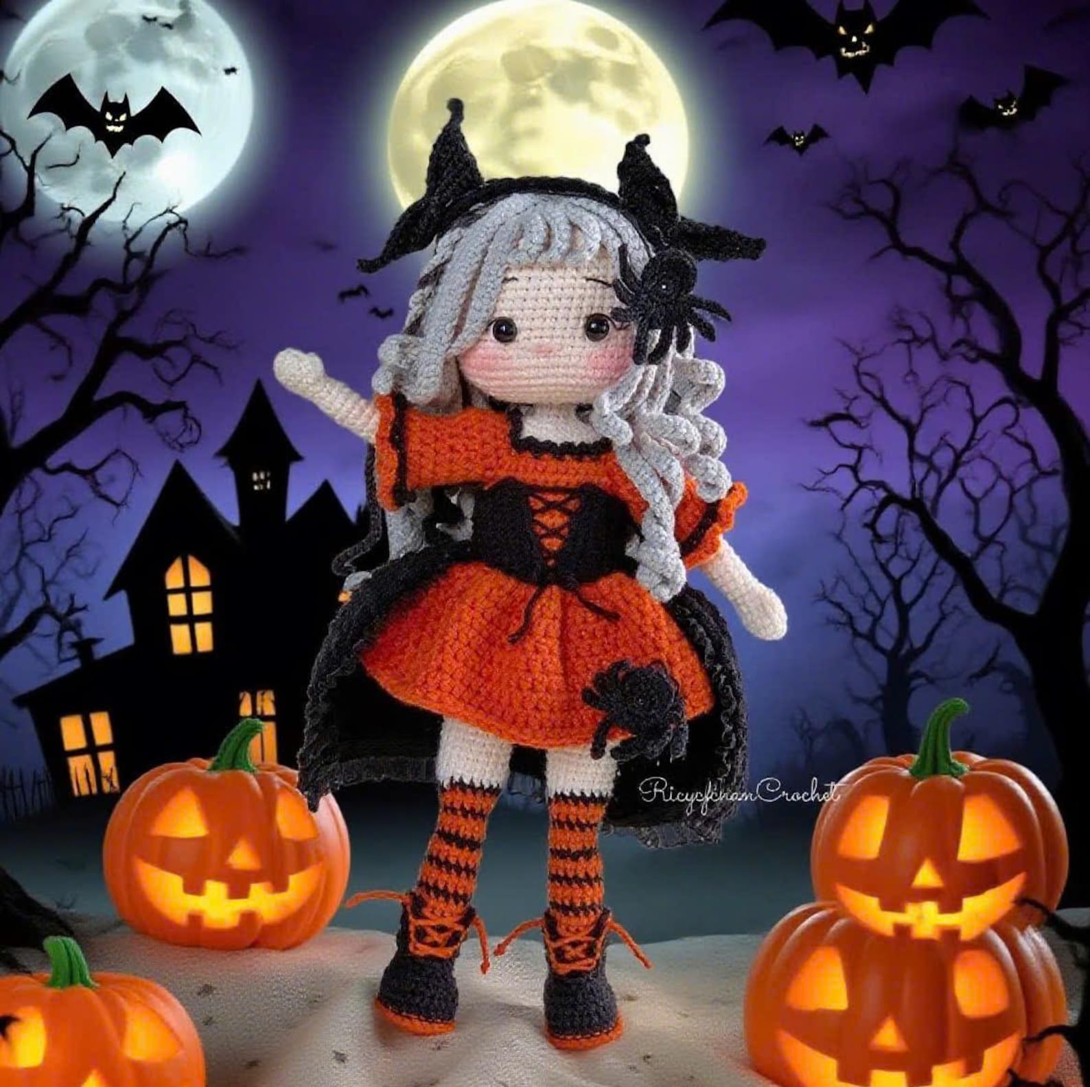 Halloween Crochet Pattern: Twinkle Hex Witch Amigurumi Doll (PDF ...