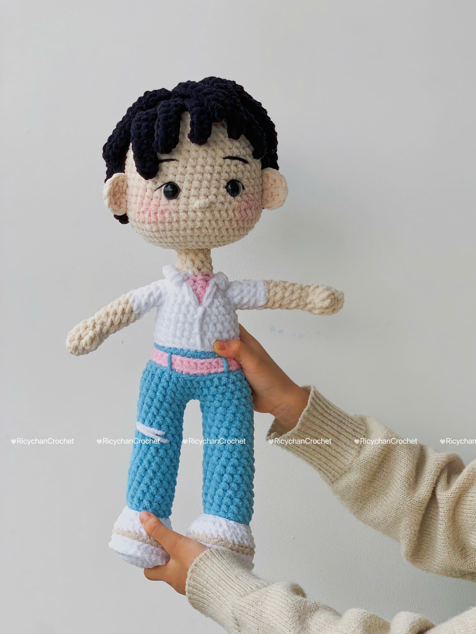 Boy Doll Crochet Pattern – Black Hair Son Amigurumi - PDF Tutorial in ...