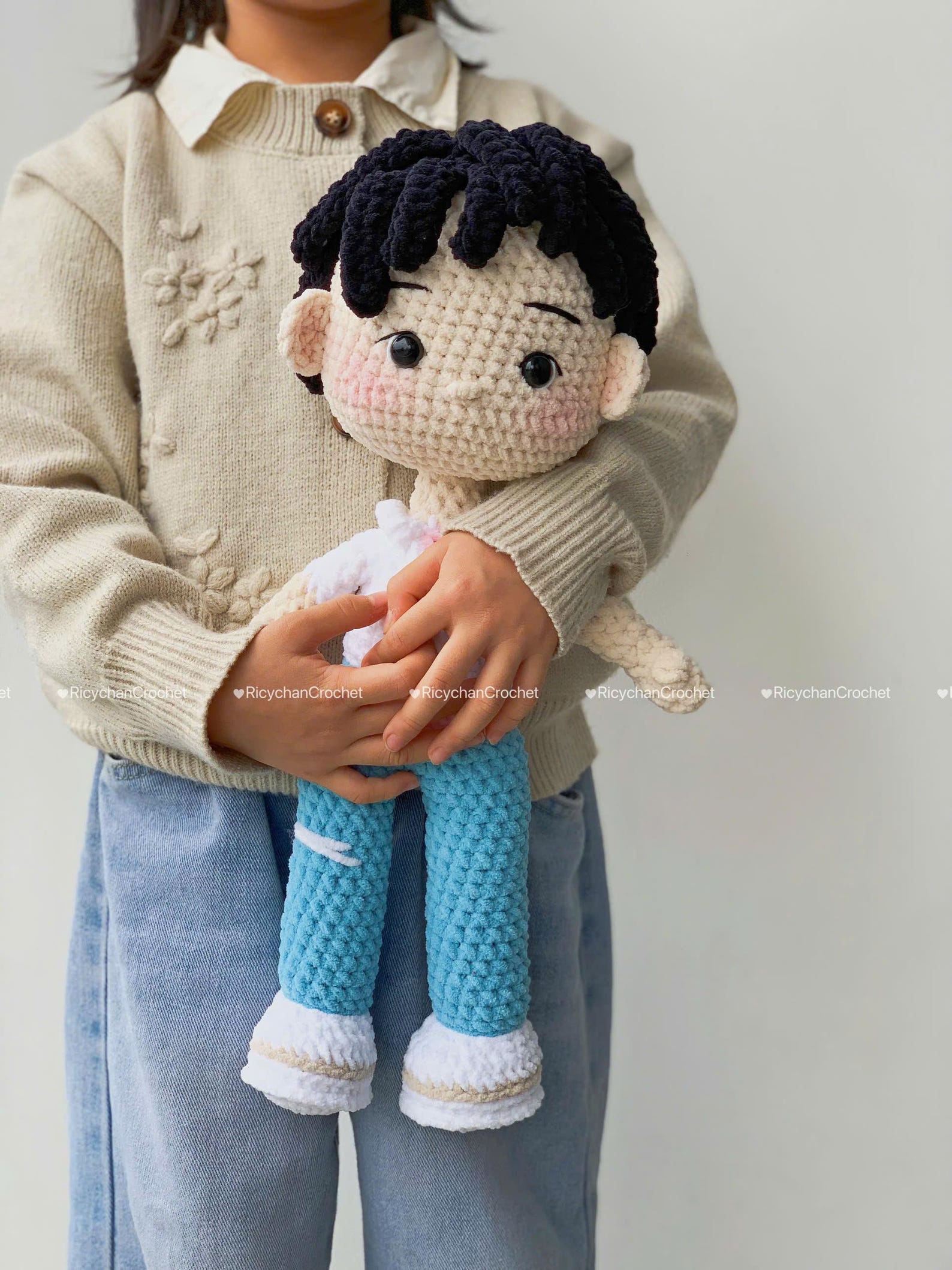 Boy Doll Crochet Pattern – Black Hair Son Amigurumi - PDF Tutorial in ...