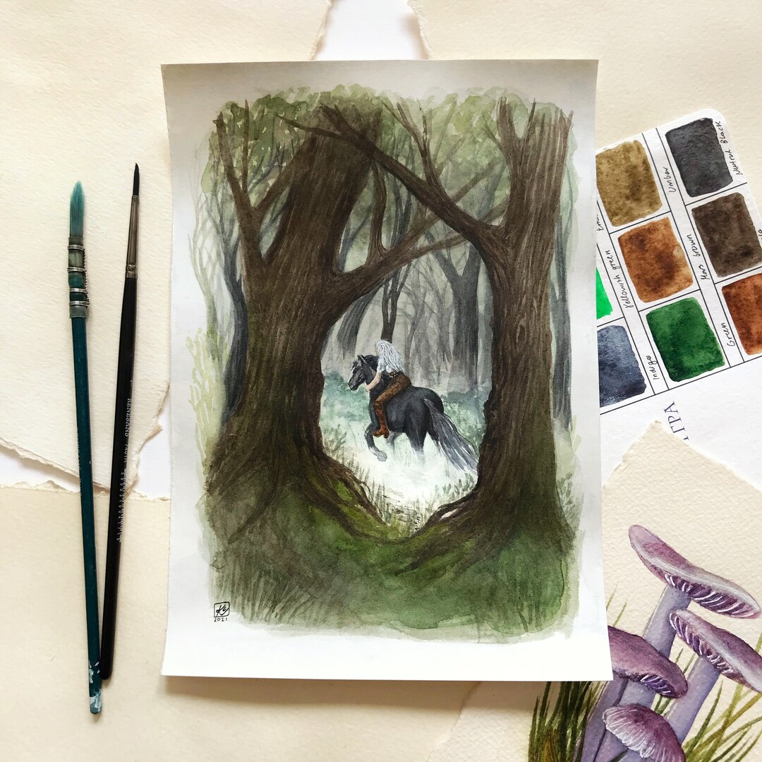 Witcher Watercolor Art Print, Pagan Home Decor, Witchy Illustration ...