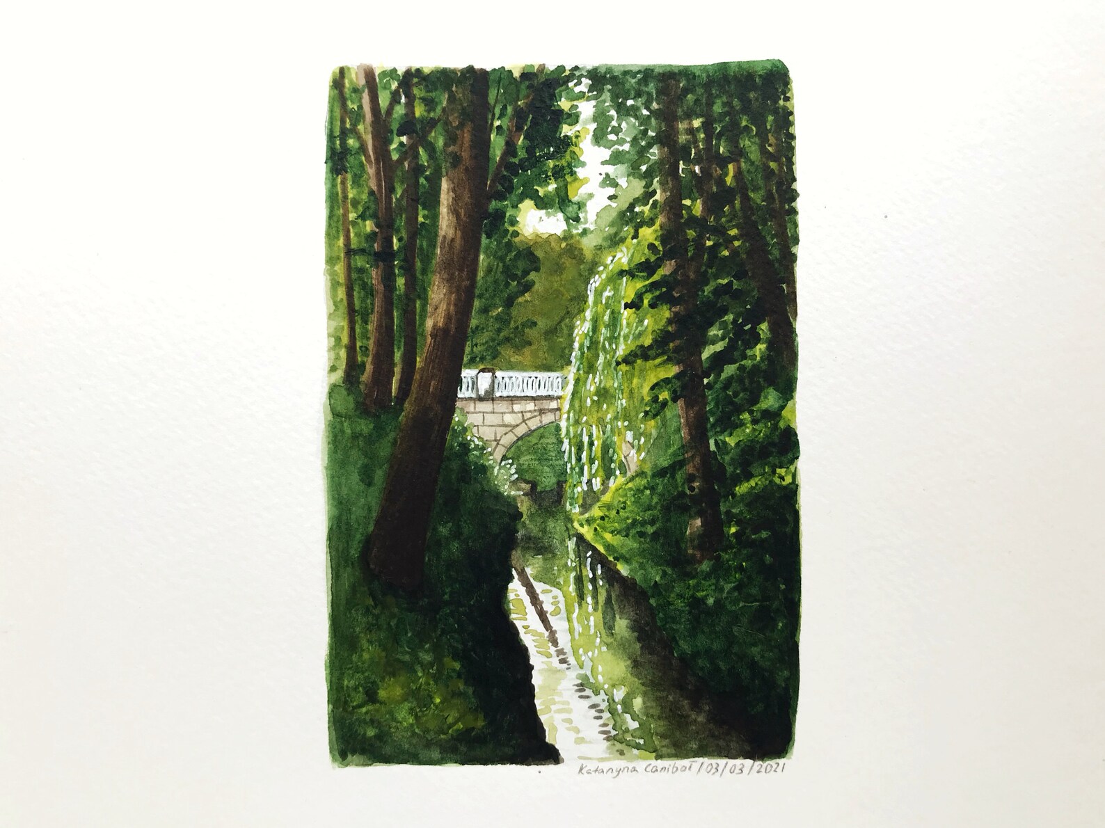 Mini landscape painting nature watercolor artwork hand | Etsy