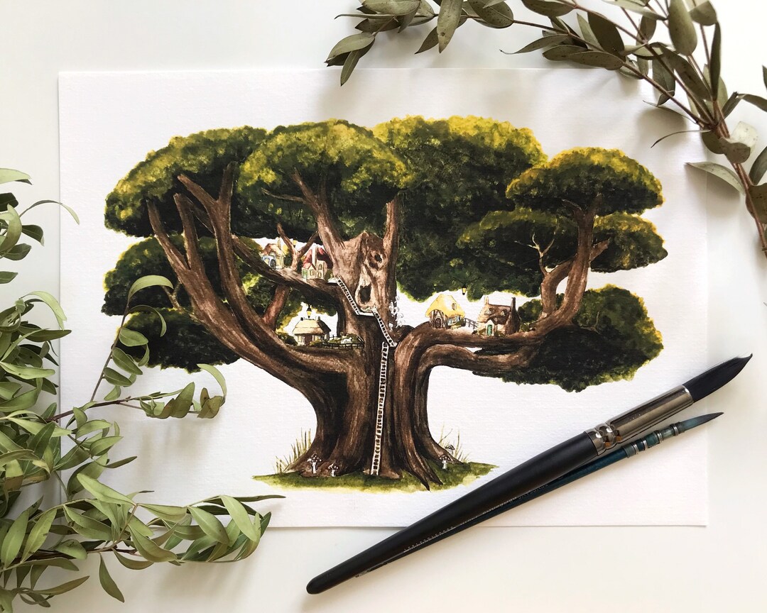 Faerie Tree High Quality Art Print, Copy of Watercolor Illustration ...