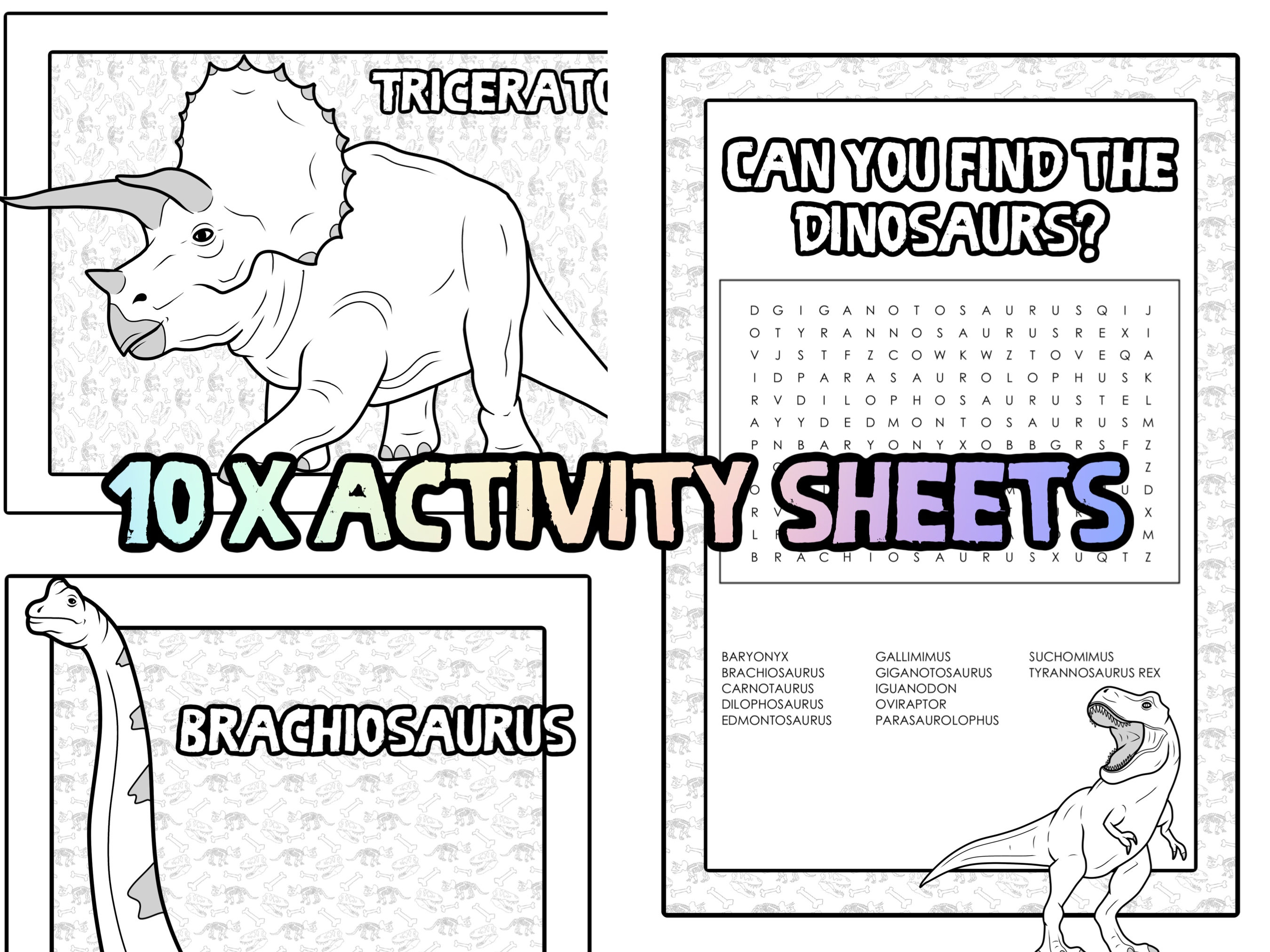 Dinosaur Activity Sheets ‘digital Download’ - Etsy