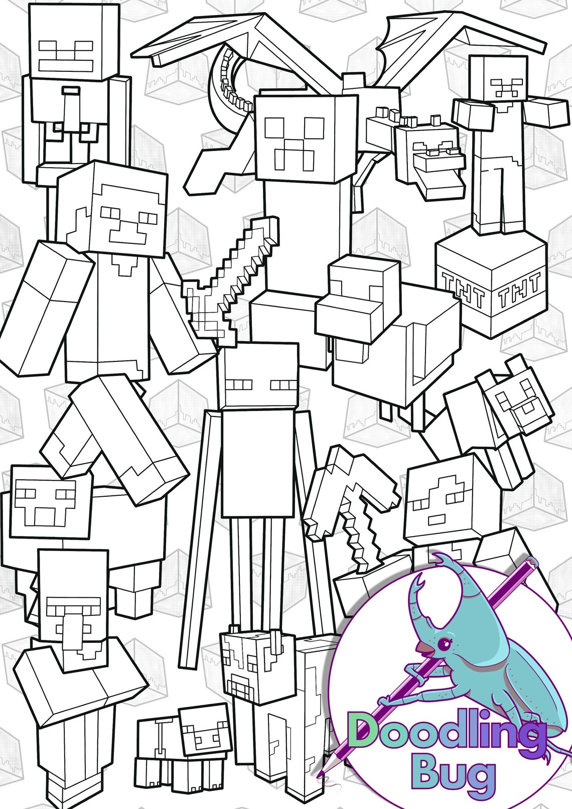 Minecraft Digital Colouring Page - Etsy