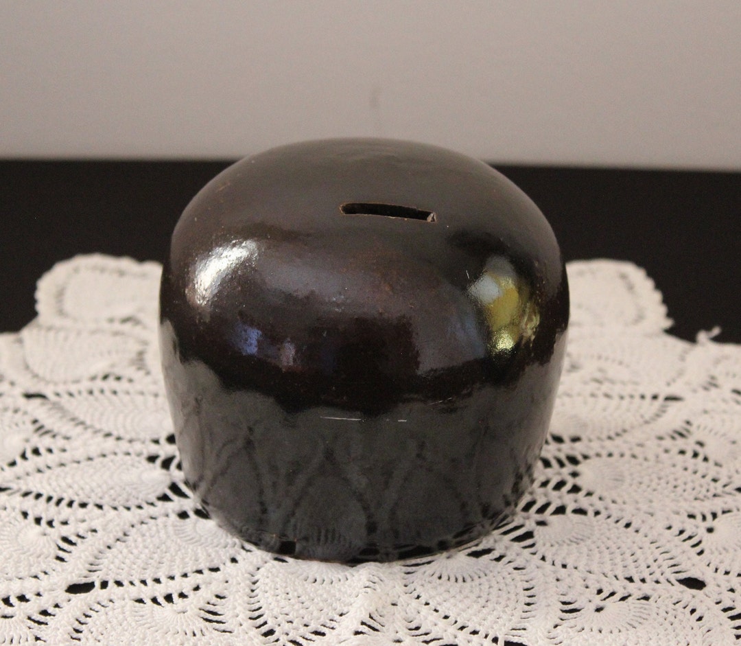 19th Century Brown Stoneware Bank - Etsy