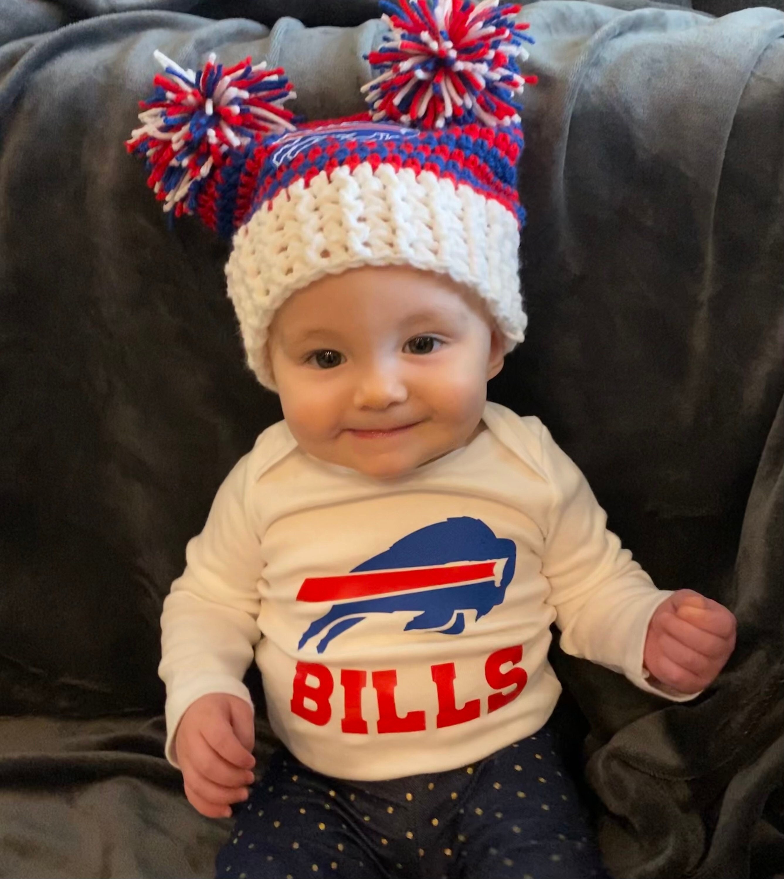 Buffalo Two Pom Crochet Baby Hat - Etsy