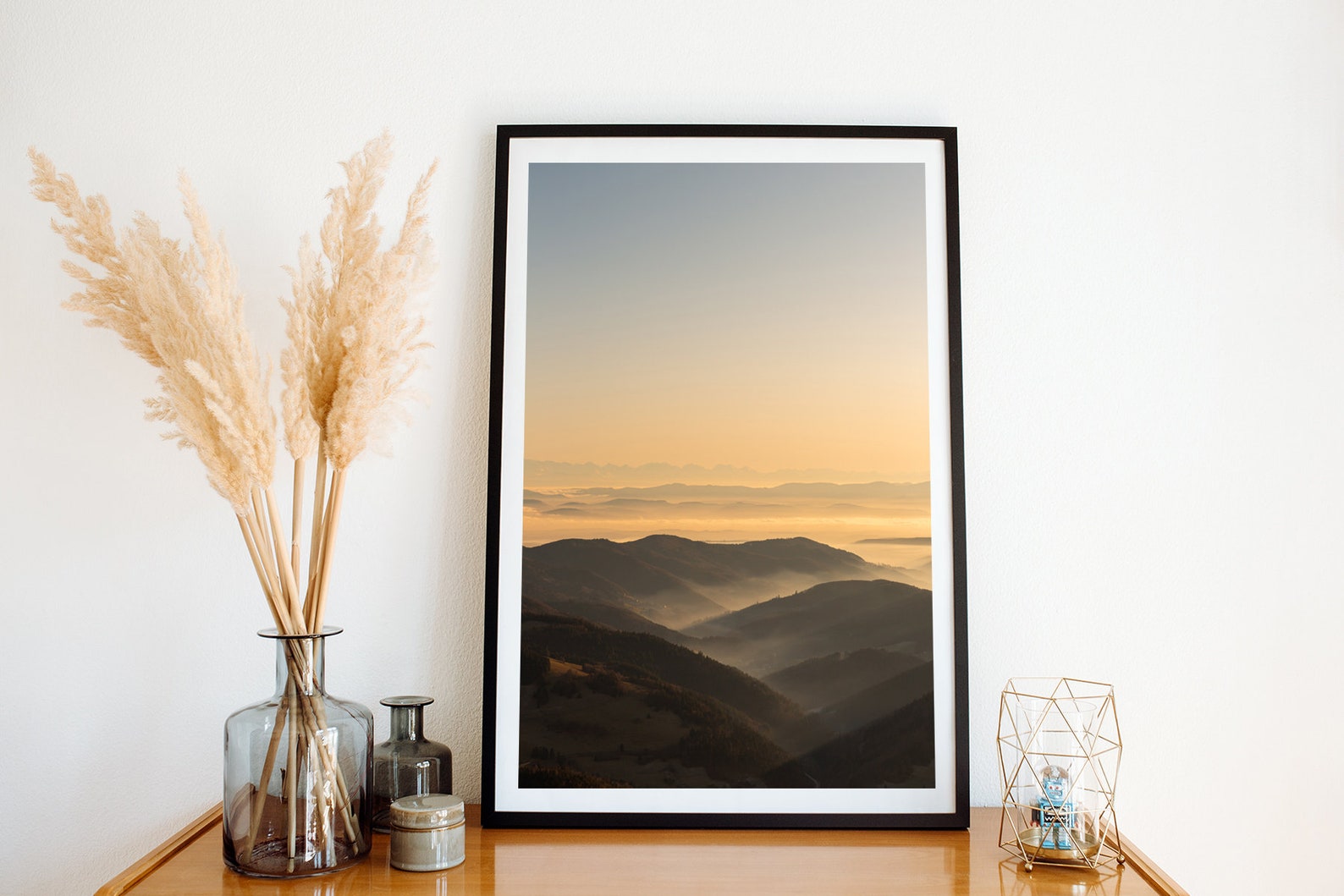 Schwarzwald Druck, Poster, Sonnenuntergang, Wald, Nebel, Berge ...