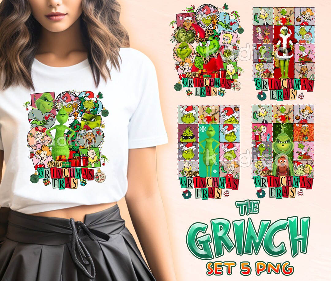 Bundle 5 Designs Christmas Cartoon Characters PNG Sublimation - Etsy