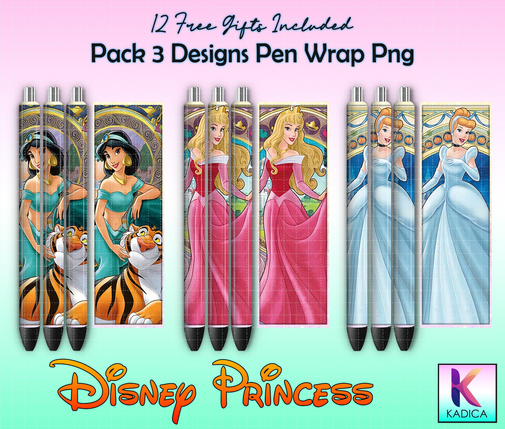 Bundle 3 Designs Princess Characters Pen Wrap Png Cartoon Pen - Etsy