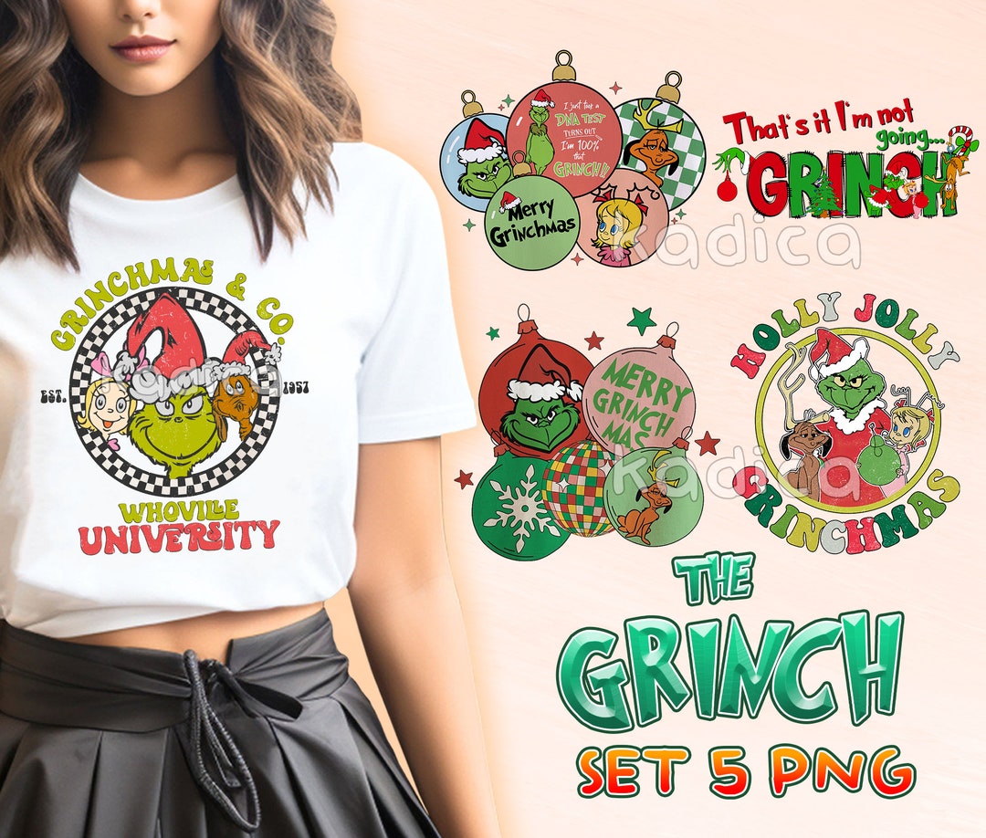 Bundle 5 Designs Christmas Cartoon Characters PNG Sublimation - Etsy