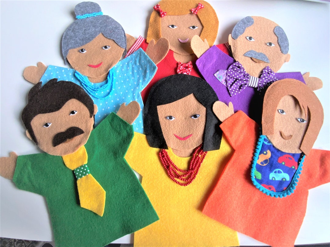 Felt Set of Family of Six Handmade Felt Puppets Adult and Teacher Size ...