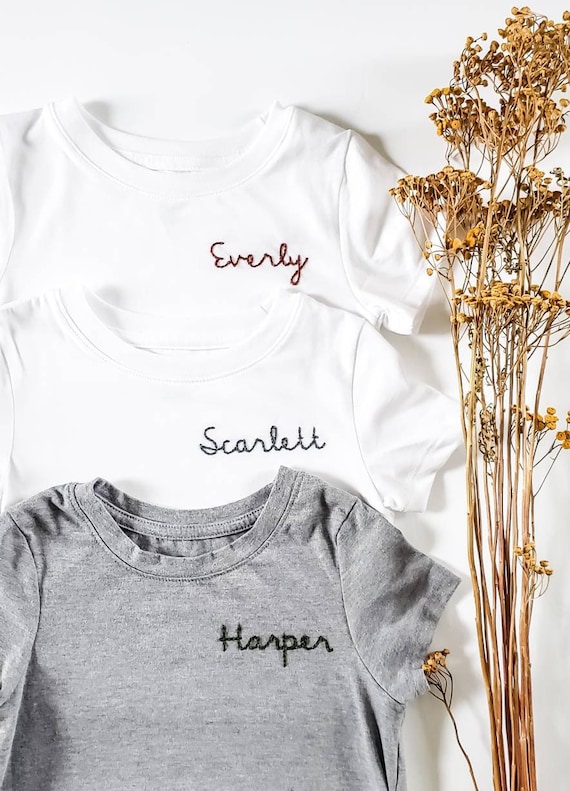 Custom Name Shirt Kids Name Shirt Hand Embroidered Shirt - Etsy