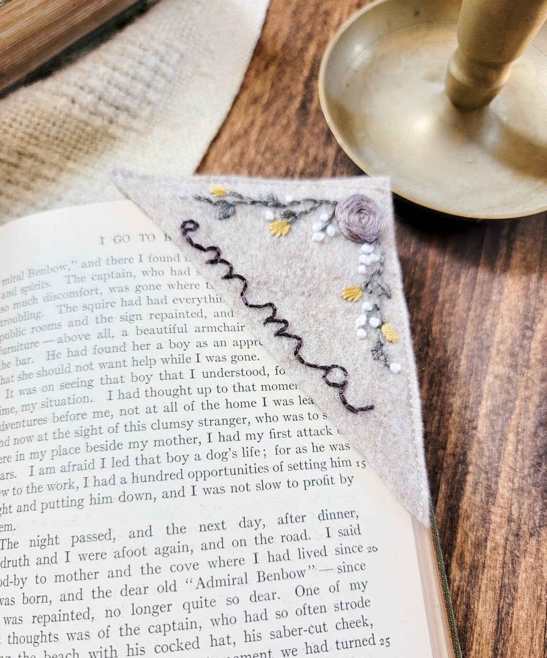 Felt Bookmark, Hand Embroidered, Personalized Bookmark, Corner Bookmark ...