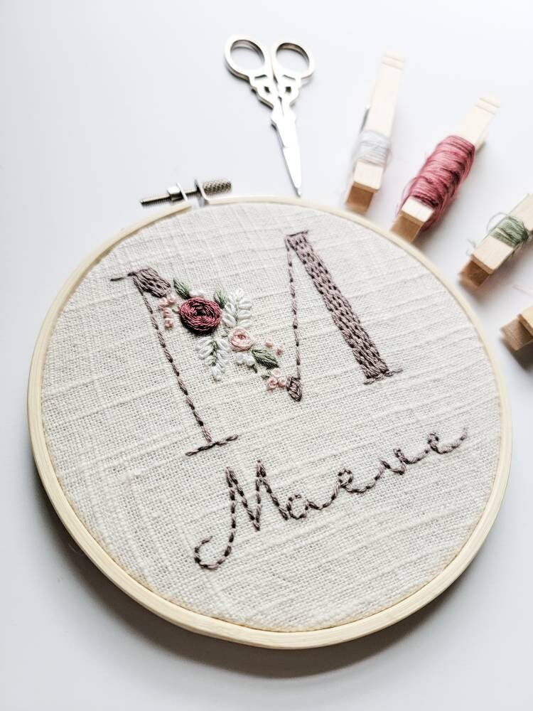 Hand Embroidered Name Hoop Name Announcement Photography - Etsy