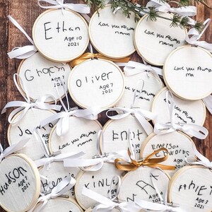 Personalized Ornaments, Hand Writing Embroidered Ornaments, Kids Hand ...
