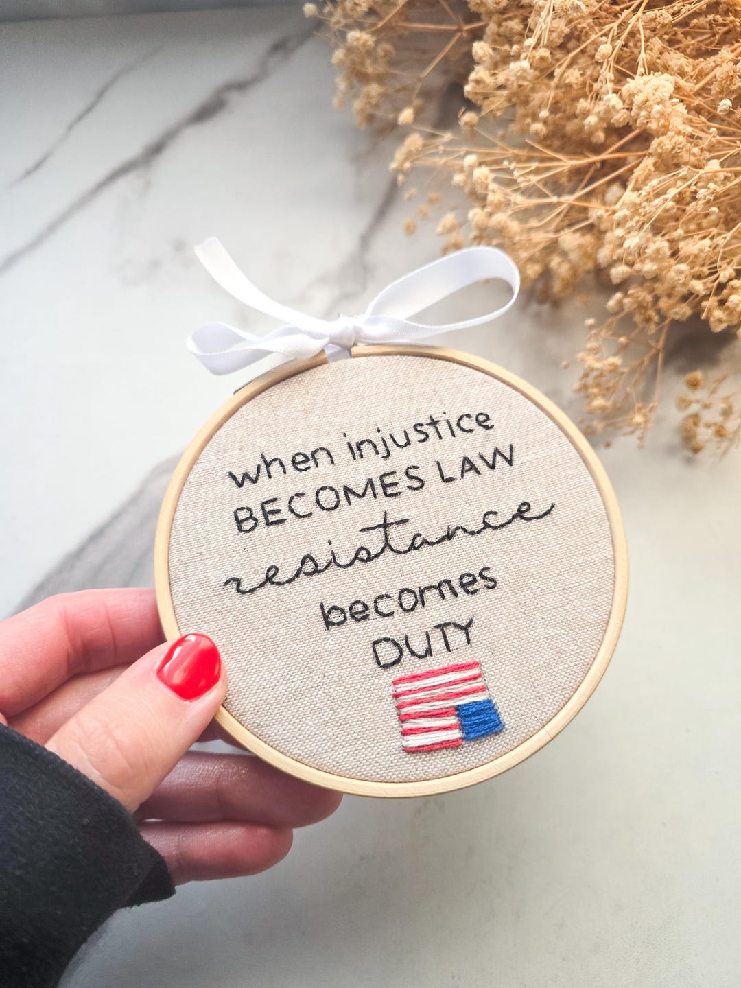 Resistance Art, Hand Embroidery Hoop, Embroidered Home Decor, Fight for ...