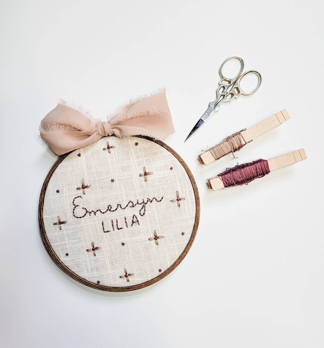 Hand Embroidered Name Hoop, Name Announcement, Nursery Decor ...