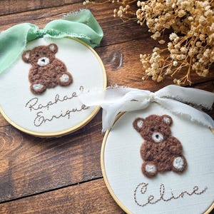 Personalized Needle Felted Bear Embroidery Hoop, Custom Nursery Decor ...