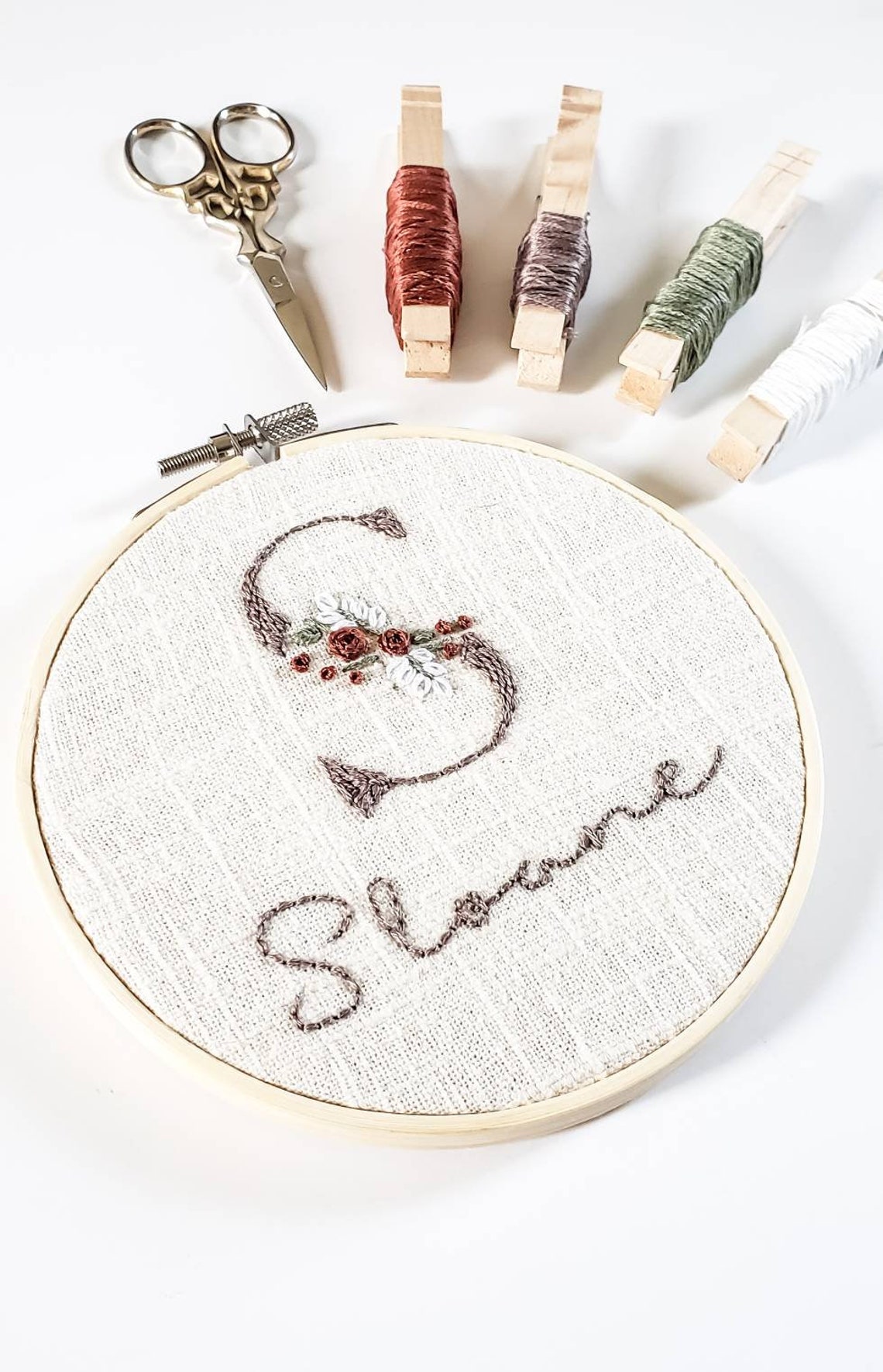 Hand Embroidered Name Hoop Name Announcement Photography - Etsy