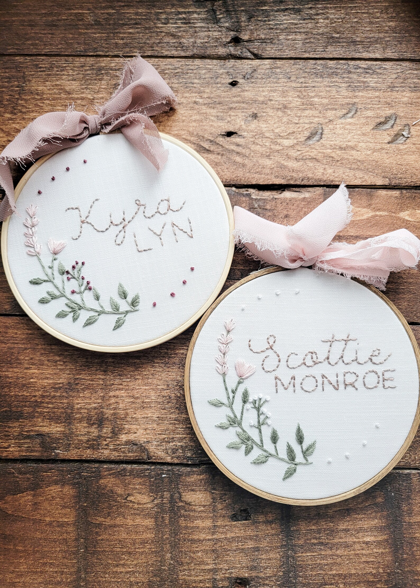 Hand Embroidered Name Hoop Name Announcement Prop Nursery Decor ...