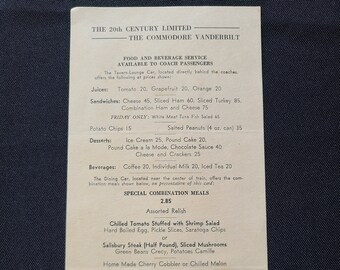 20th Century Menu - Etsy