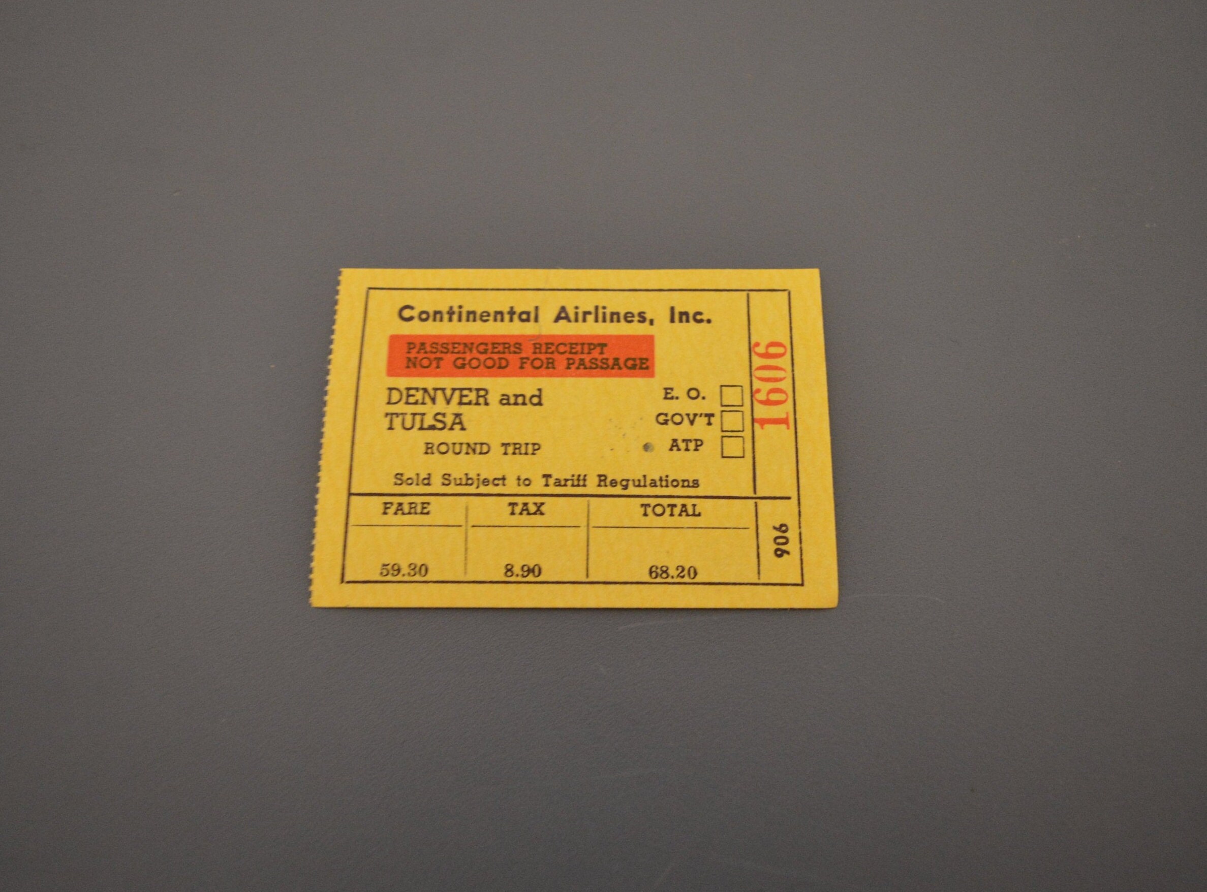 Continental Airlines Passenger Receipt Stub Denver & | Etsy