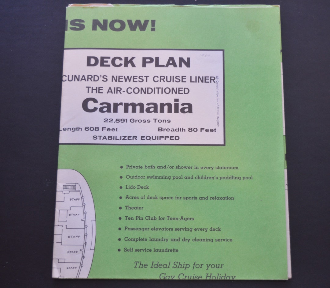 R.M.S. CARMANIA Deck Plan (1964) - Etsy