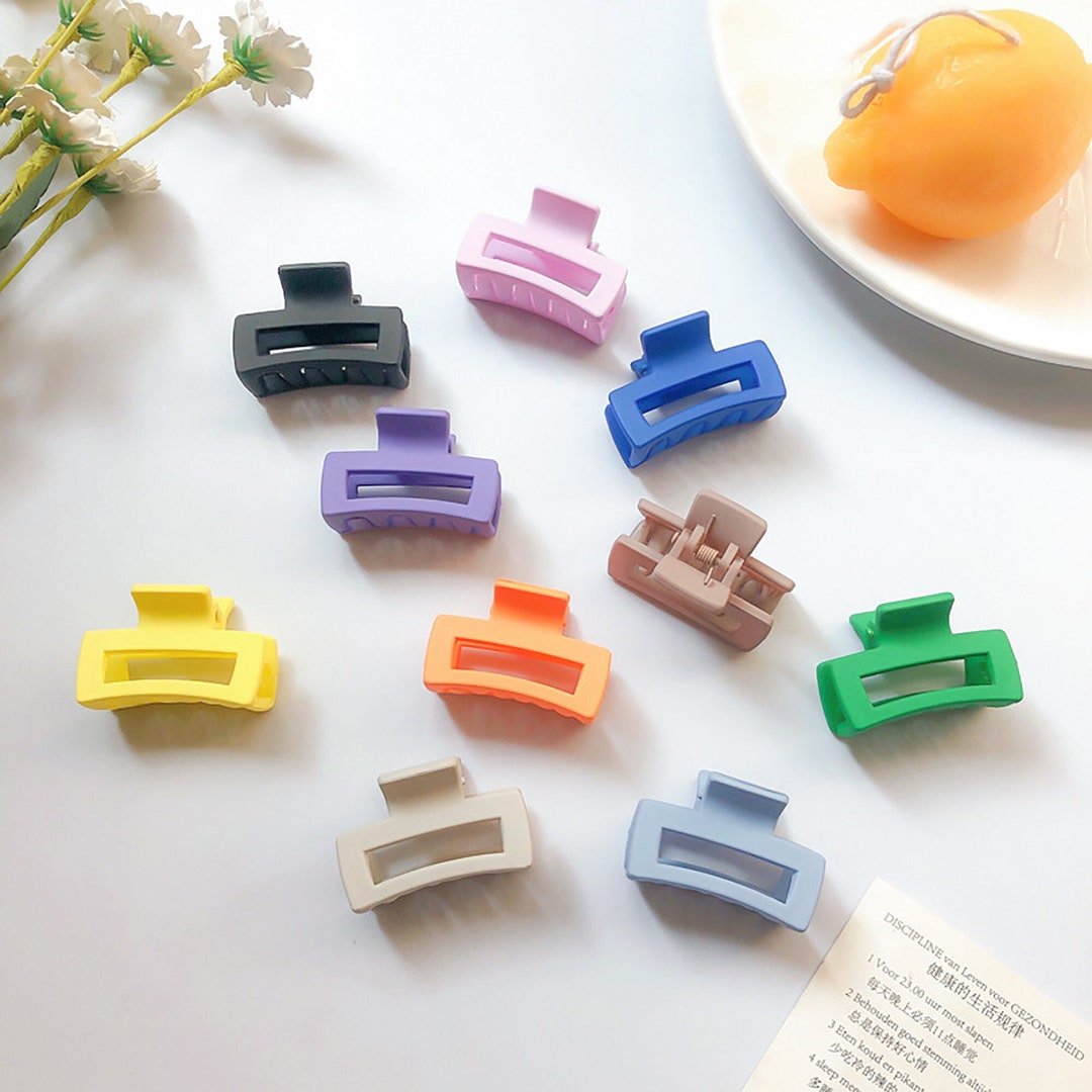 Small Matte Hair Clips, Colorful Rectangle Hair Claw, Hair Clip for ...