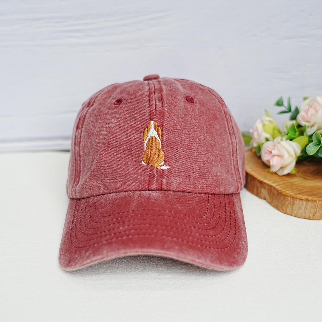 Cute Basset Hound Embroidered Hats, Dad Hat Washed Baseball Caps ...