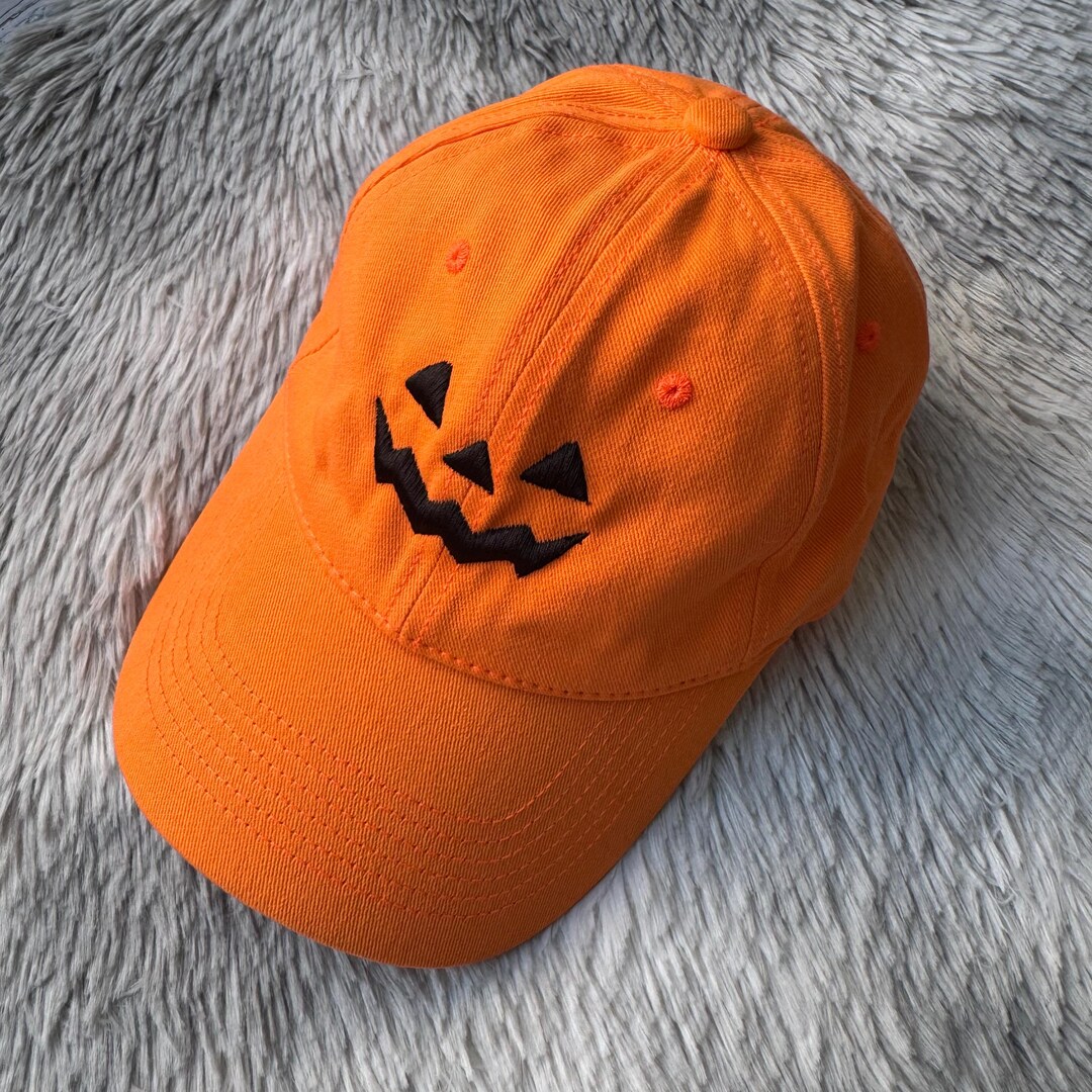 Spooky Embroidered Pumpkin Face Cap, Festive Adjustable Halloween Hat ...