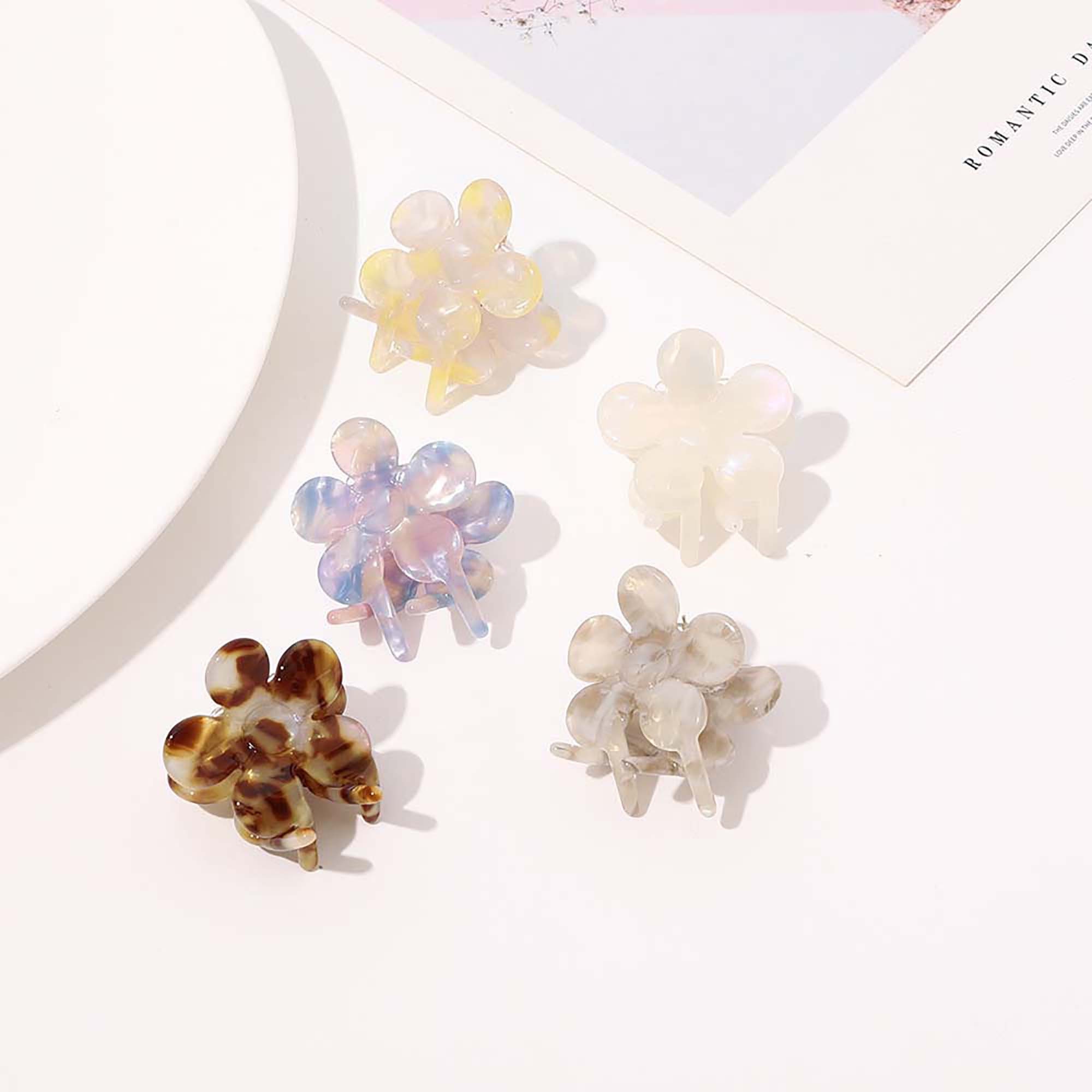 Small Flower Tortoise Hair Claws for Women Girl Hairpin - Etsy