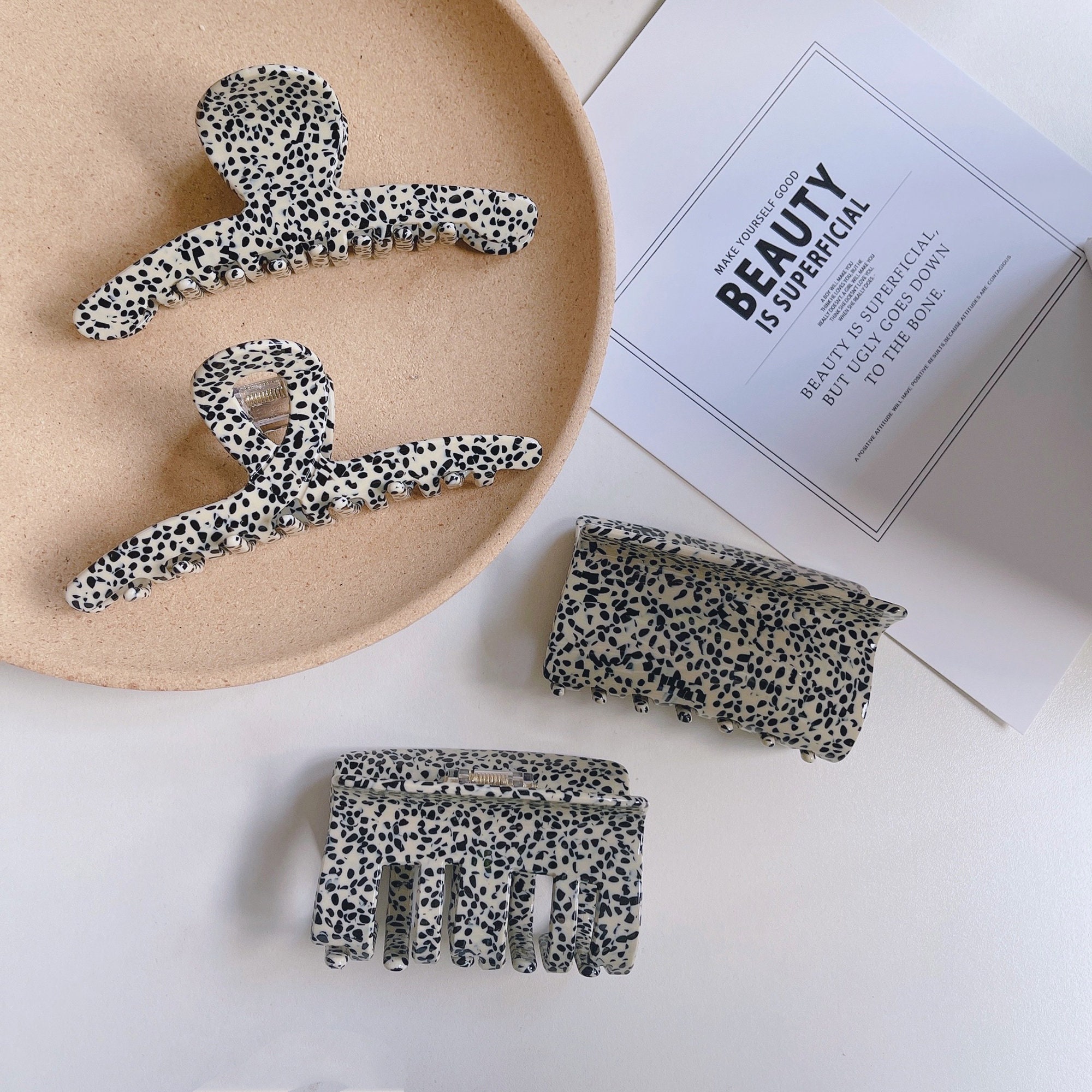 Retro Spots Hair Claws for Women Vintage Acetate Hair Claw - Etsy