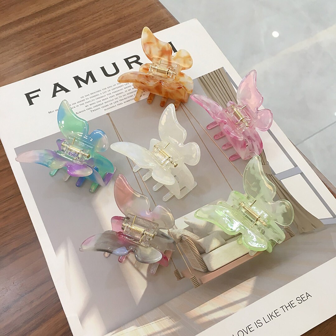 Dazzling Colorful Butterfly Hair Clips, Butterfly Hair Claw for Women ...