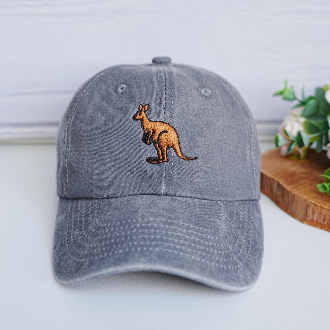 Cute Kangaroo Embroidered Hat, Funny Kangaroo Baseball Caps, Farm ...