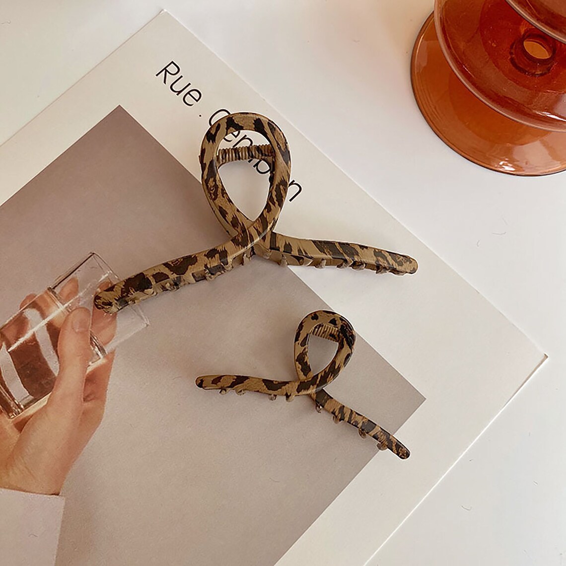 Retro Leopard Print Metal Hair Claws Metal Hair Crab Hair | Etsy