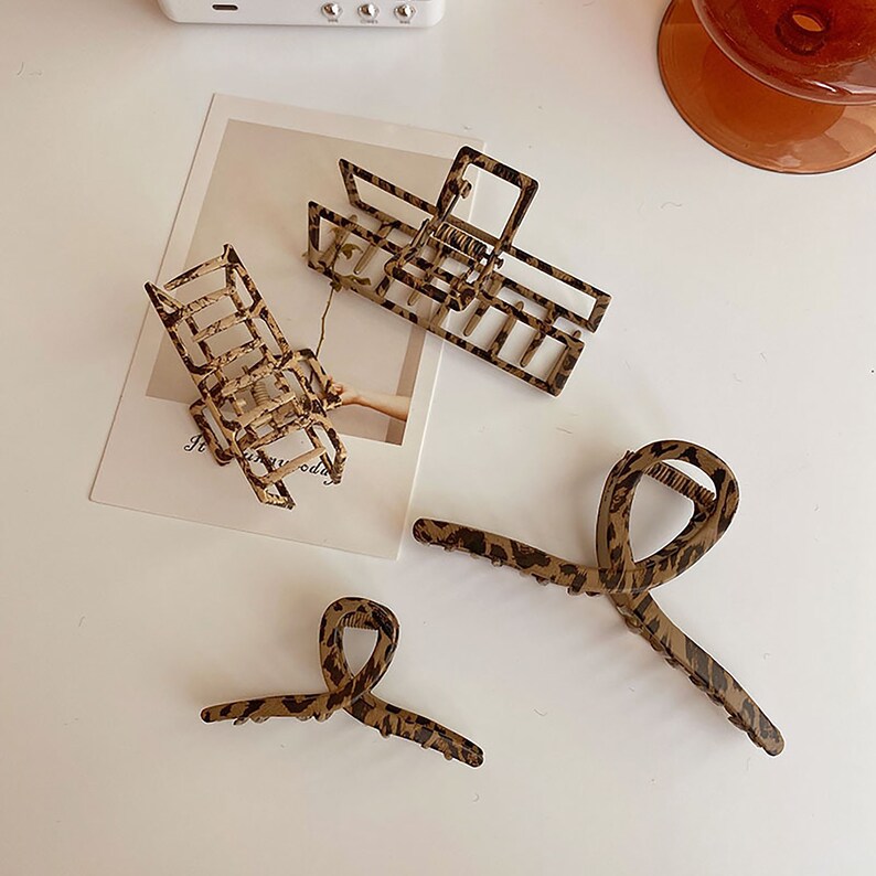 Retro Leopard Print Metal Hair Claws Metal Hair Crab Hair | Etsy