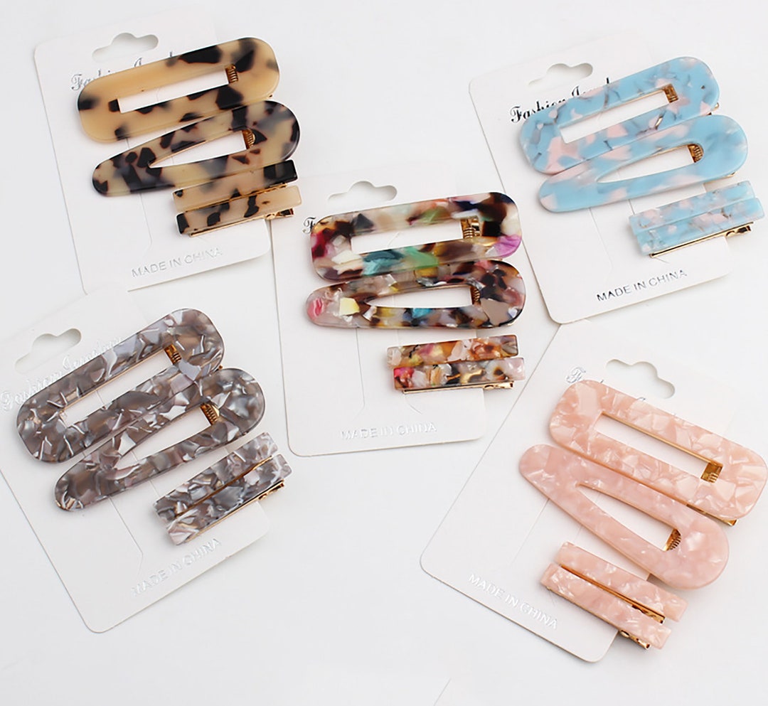 4pcs/set Colorful Acrylic Hair Pin, Hair Pin for Girl, Geometric Hair ...