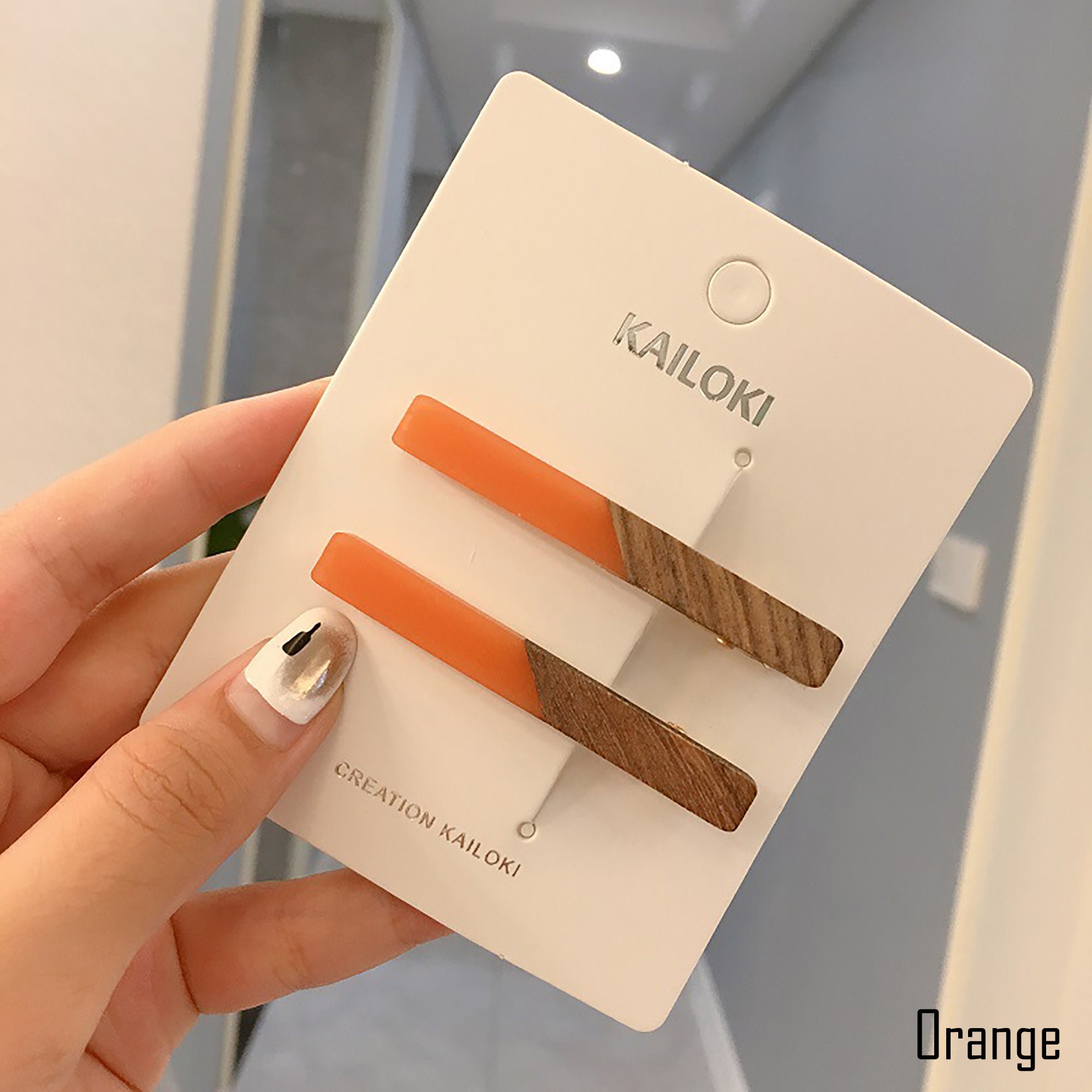 2pcs Wood Rectangle hair accessories Candy Color Splice | Etsy