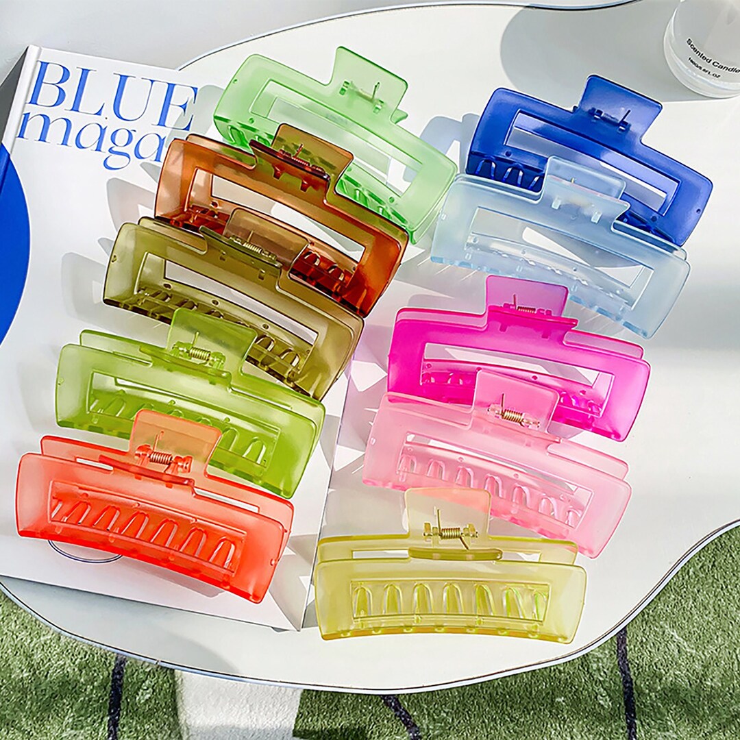 Huge Candy Color Hair Clips, Transparent Summer Hair Clips for Thick ...
