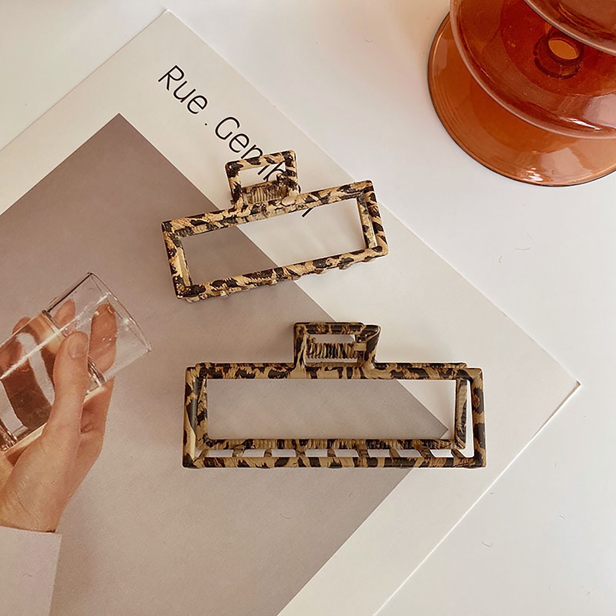 Retro Leopard Print Metal Hair Claws Metal Hair Crab Hair - Etsy