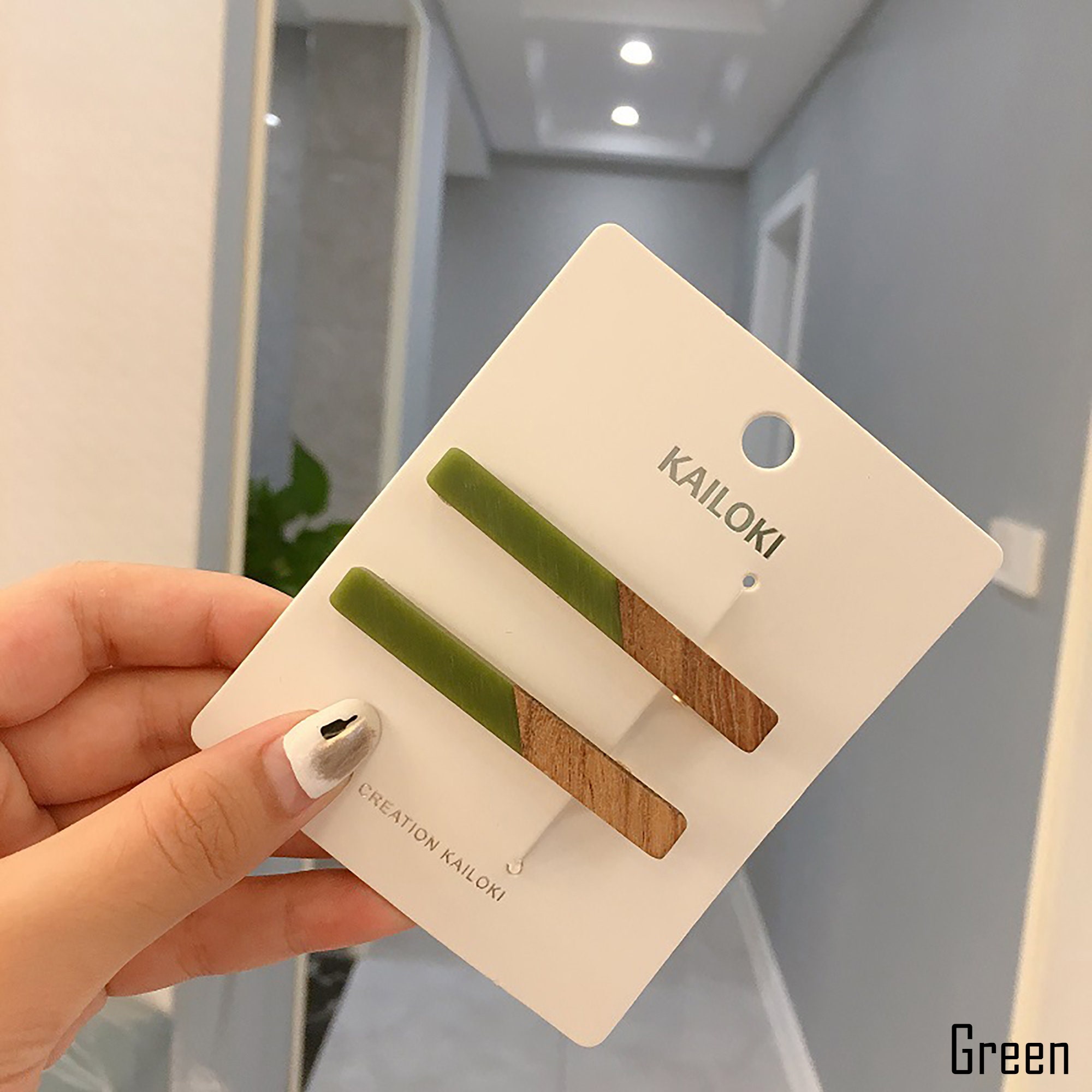 2pcs Wood Rectangle Hair Accessories Candy Color Splice | Etsy