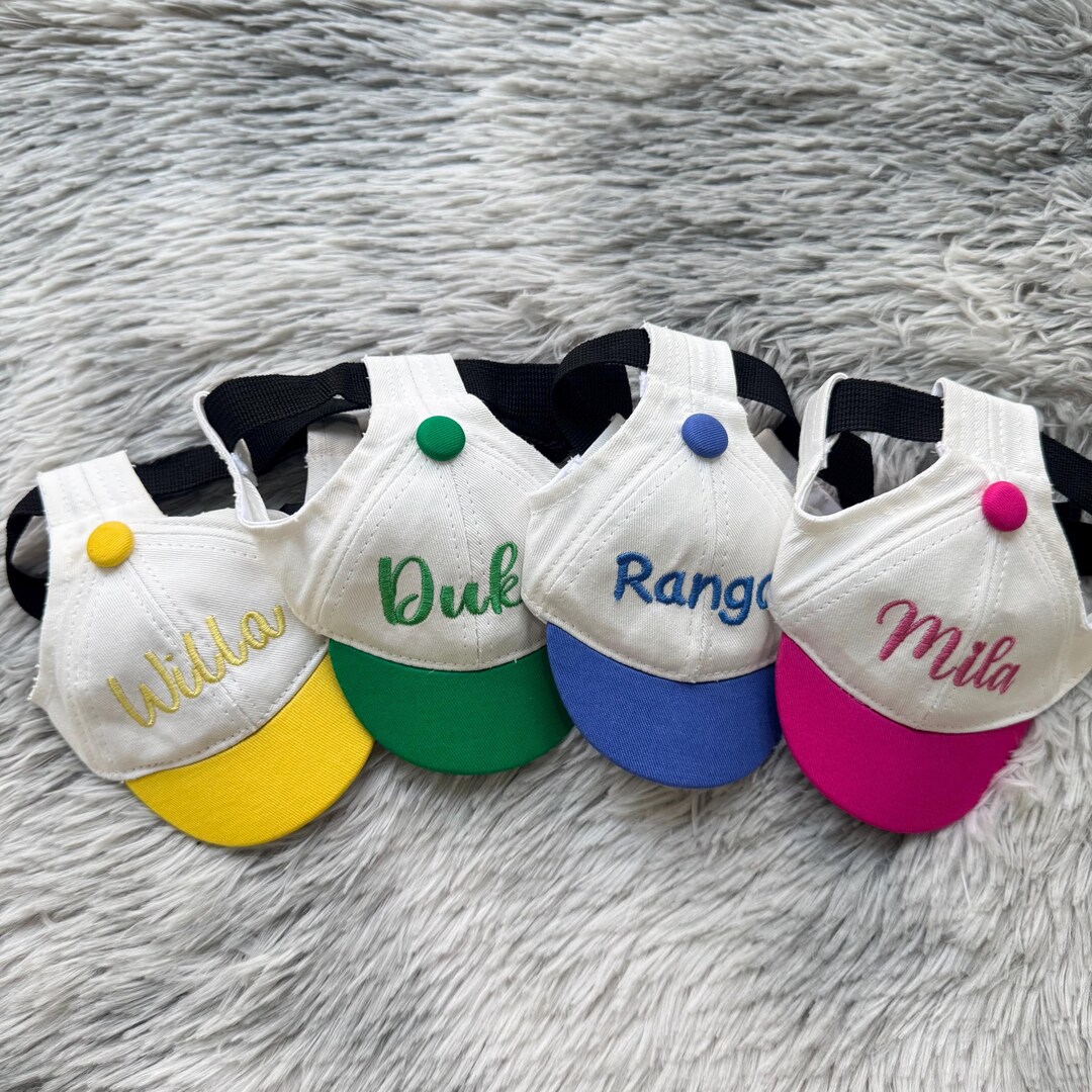 Colorful Pup Baseball Cap With Custom Name, Adjustable Dog Cat Hat ...