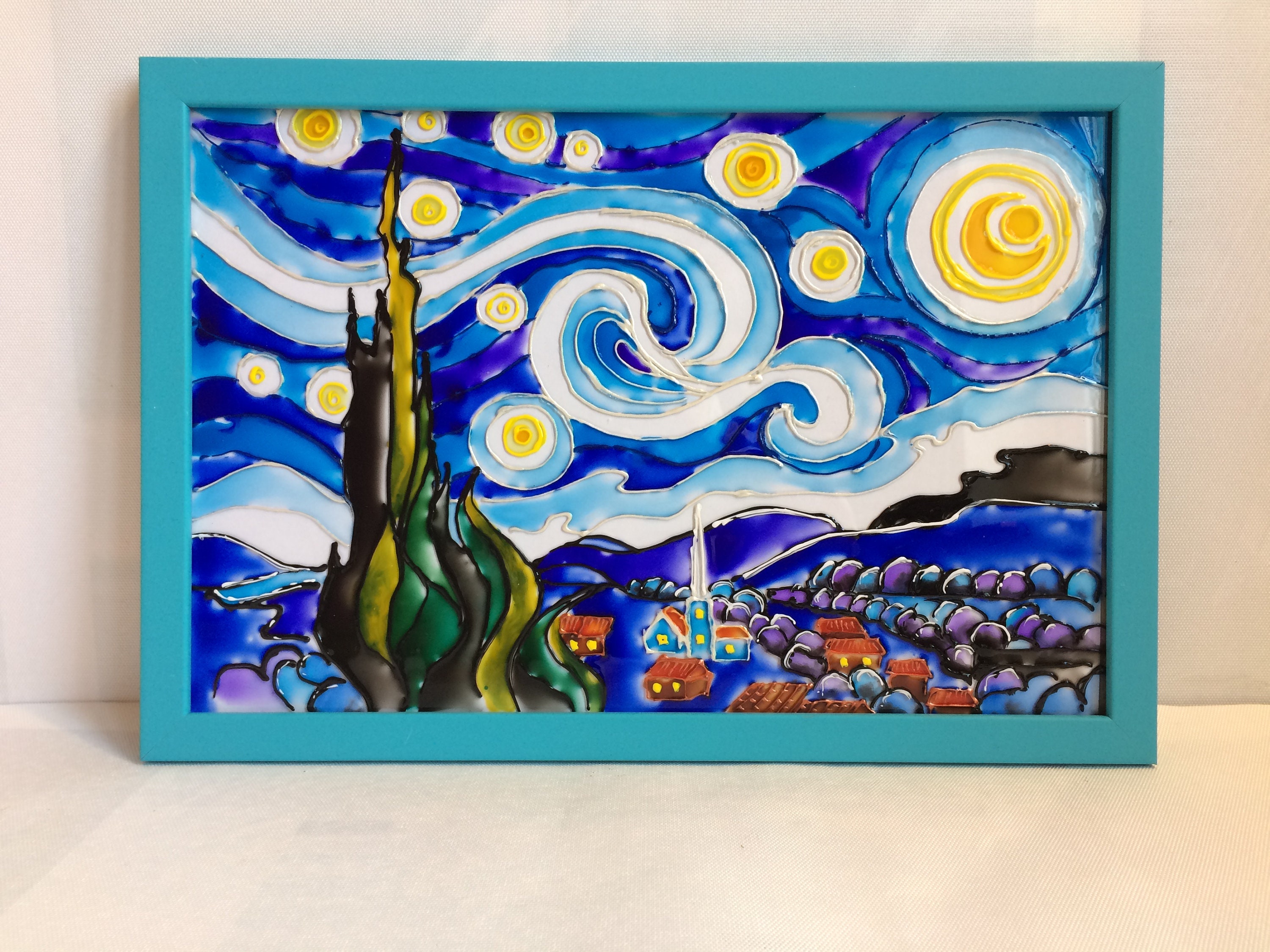 Stained Glass Panel Reproduction by Van Gogh Starlight Night - Etsy