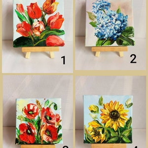 Flower Gallery Wall Set Mini Canvas 3D Painting Original Artwork ...