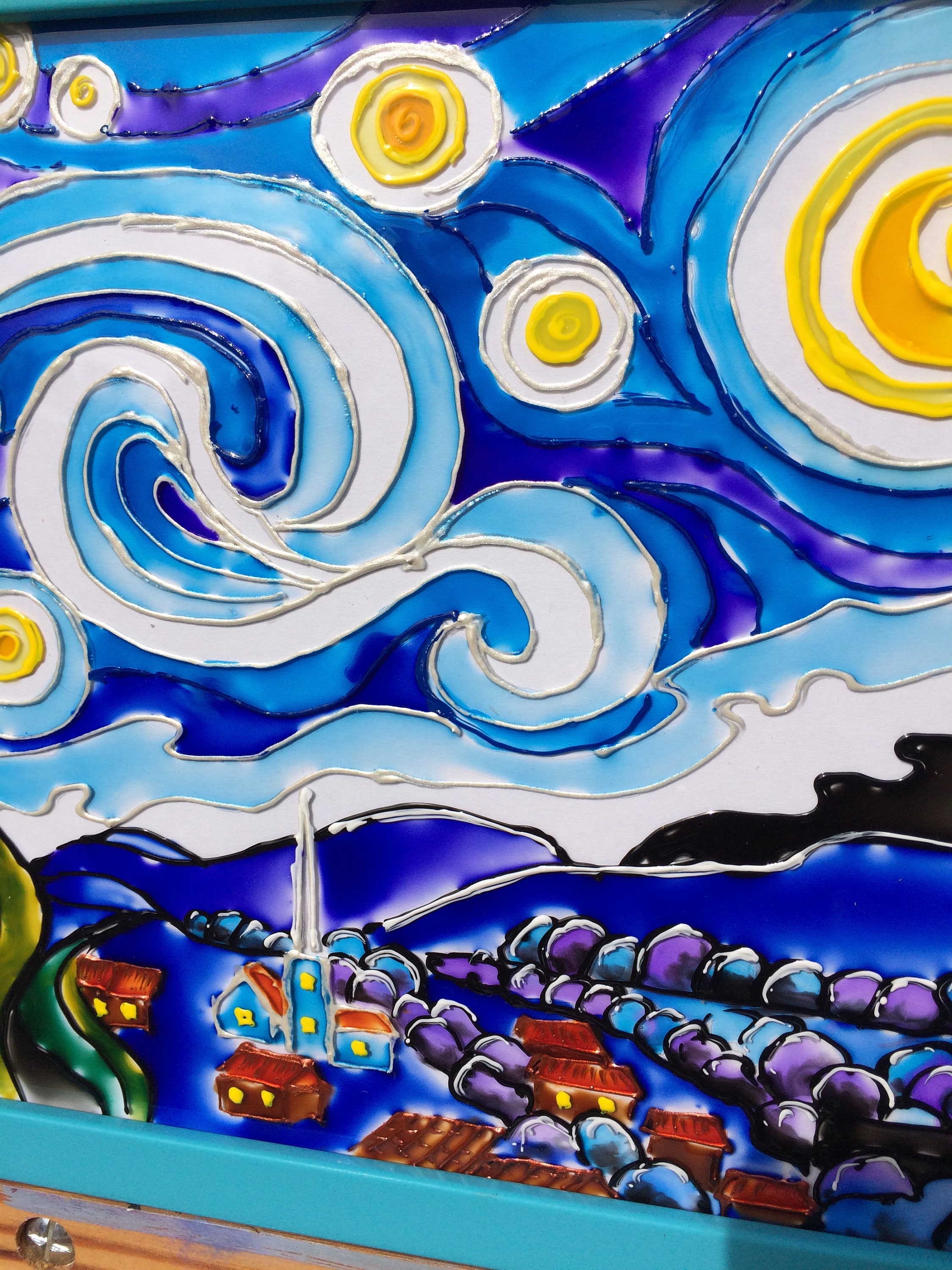 Stained Glass Panel Reproduction by Van Gogh Starlight Night - Etsy