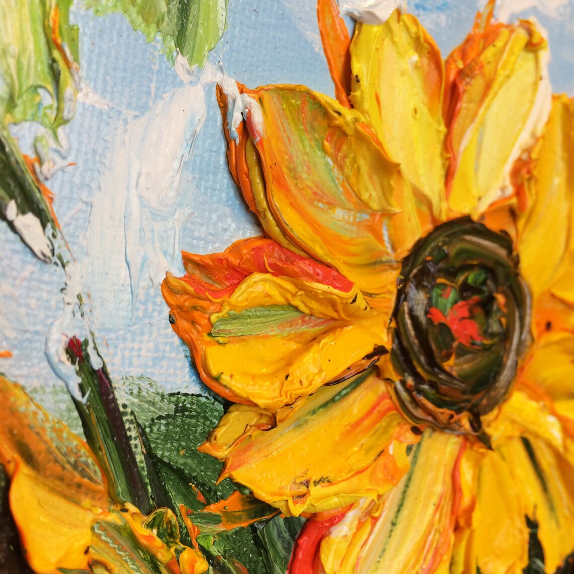 Sunflowers Mini Canvas Painting Yellow Flowers Tiny Artwork - Etsy