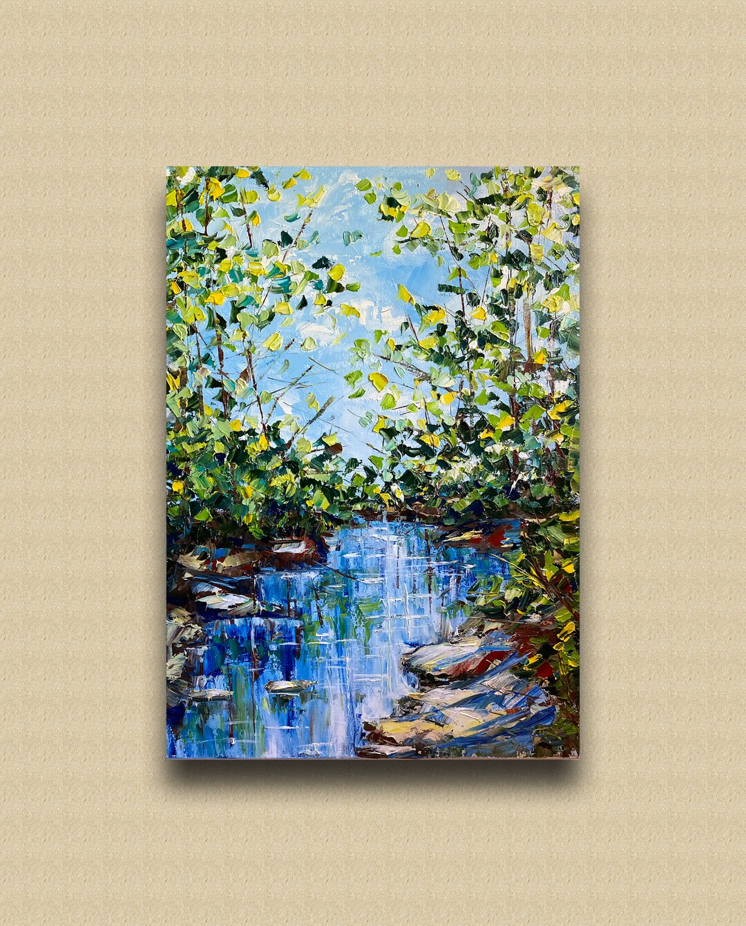 Landscape Oil Canvas Painting Spring Art Forest Impasto Painting Trees
