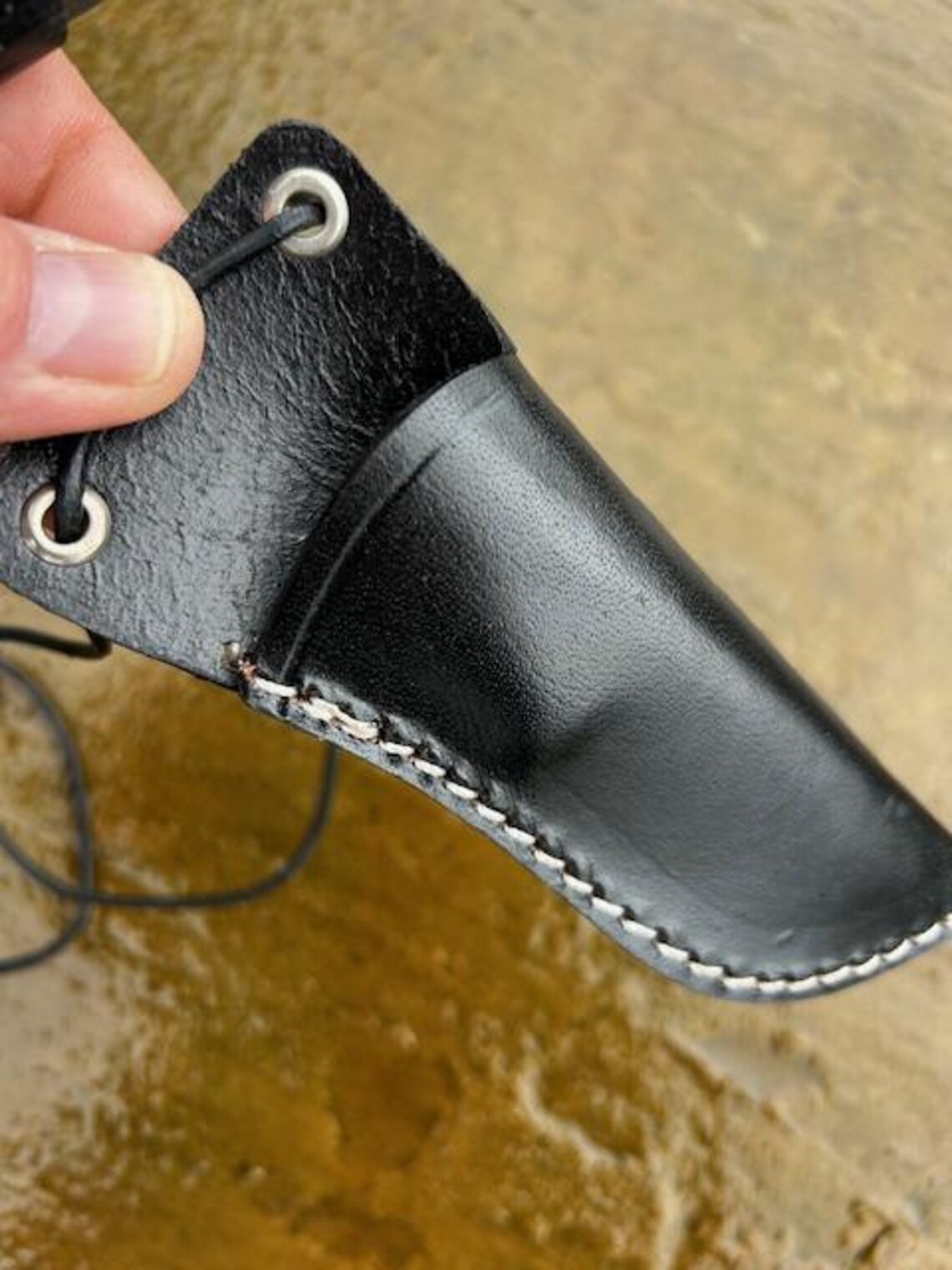 Custom Made Leather Sheath to Hang Around Your Neck - Black Leather ...