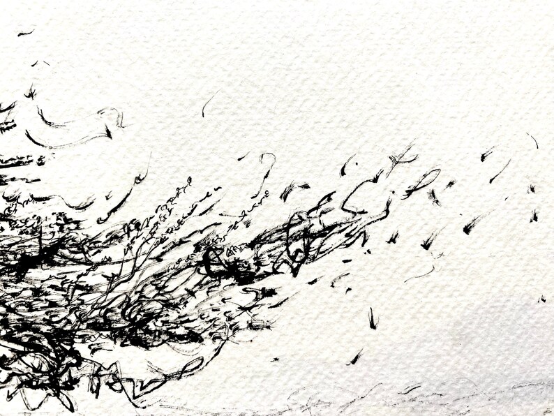 Windswept Hawthorn Original Ink Tree Large Landscape Wall Artwork Pen ...