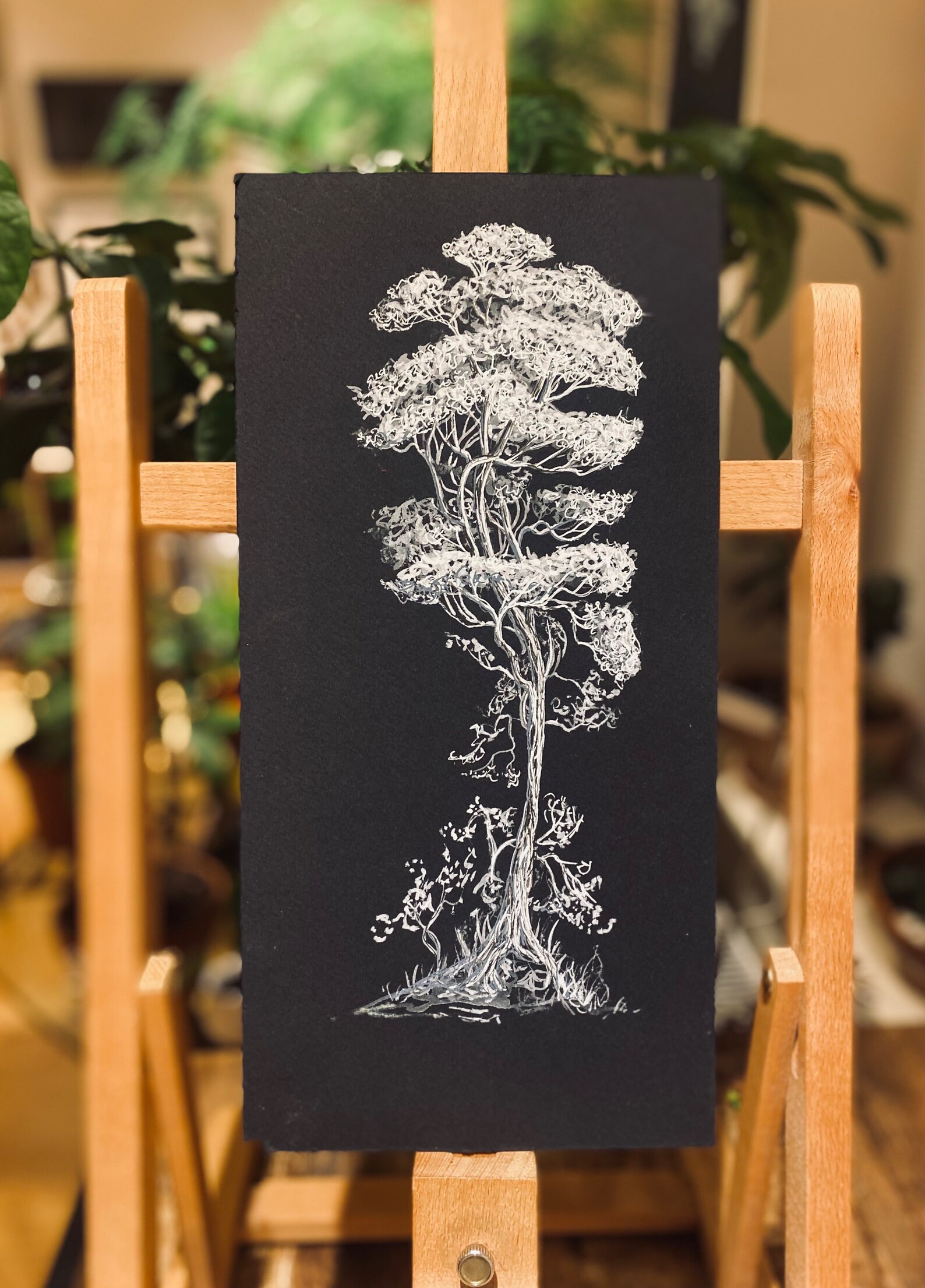 Moonlight No7 | Original White Ink on Black Paper, Reverse Art, Fine ...